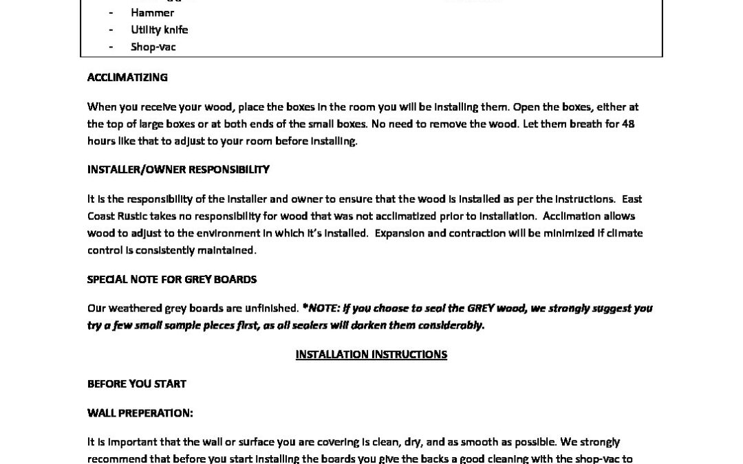 Reclaimed Wood Accent Wall Instructions - East Coast Rustic